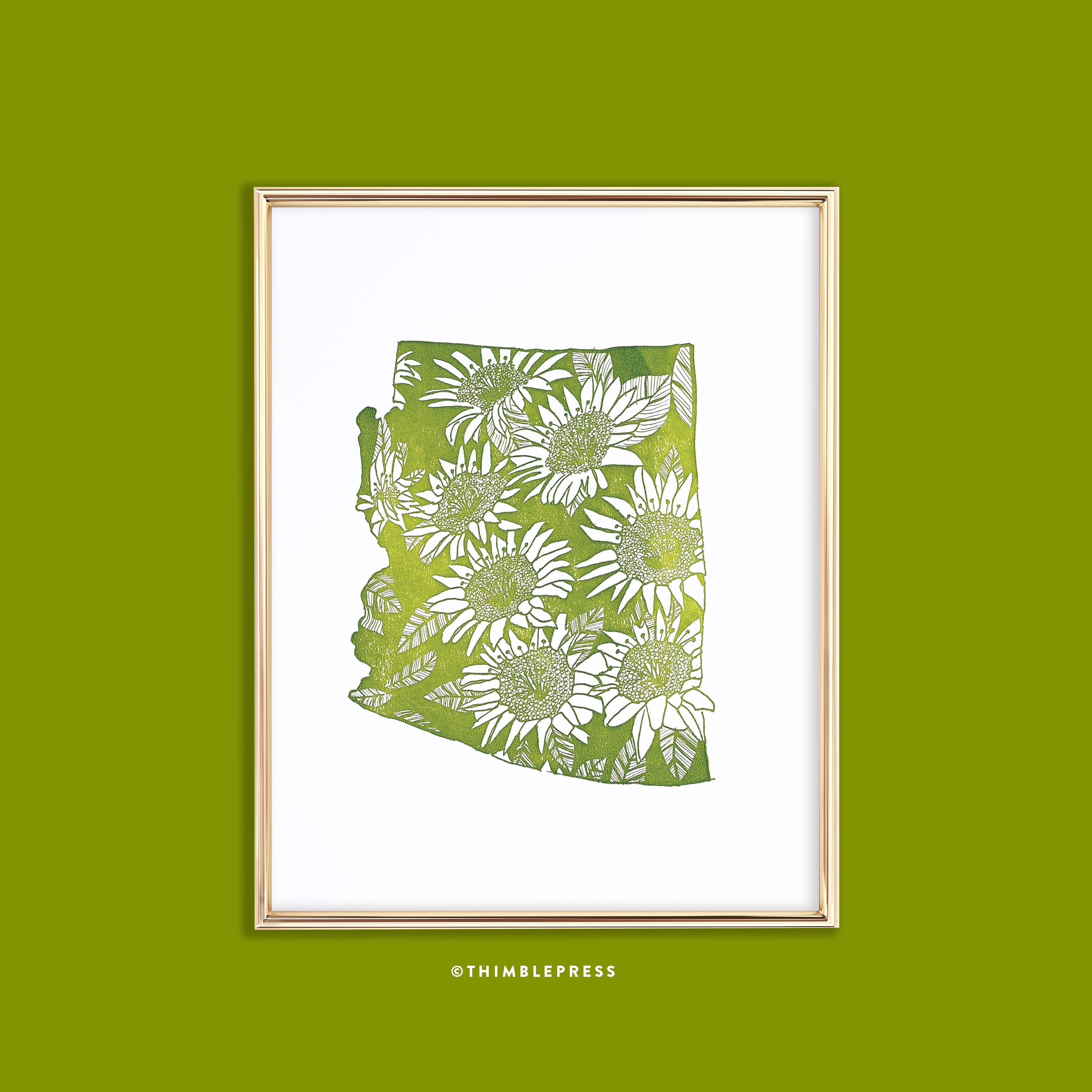 letterpress arizona saguaro cactus blossom state flower wall art ...