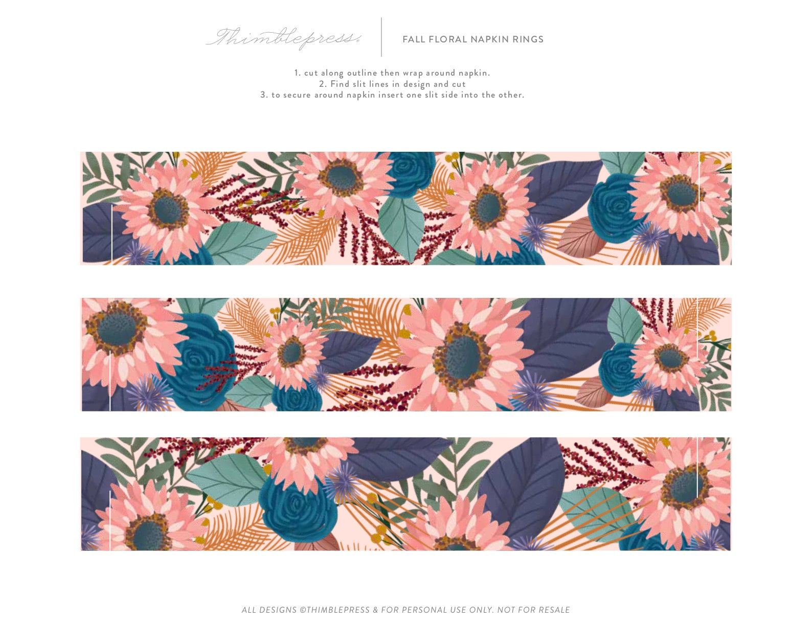 Fall Floral Napkin Ring Printable – Thimblepress