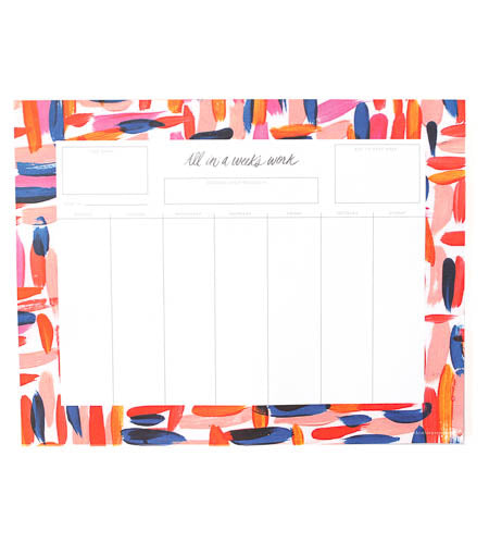 all in a week's work weekly calendar notepad – Thimblepress